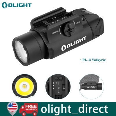 Olight PL-3 Valkyrie Black Rail Mount 1300 Lumen Weaponlight Tactical ...