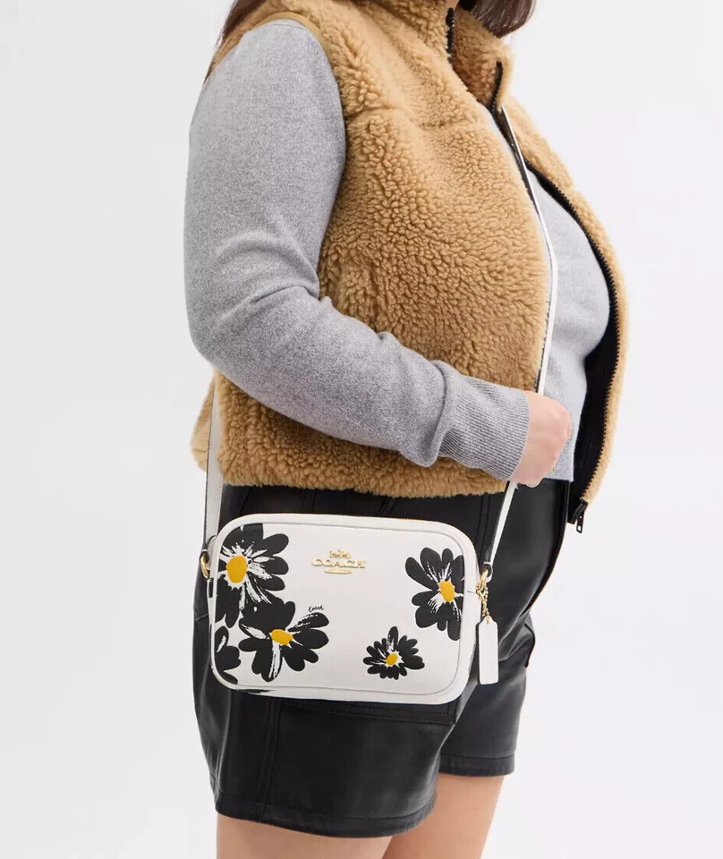 Coach Chalk Multi Floral Print Jamie Refined Pebble Leather Camera Bag ...