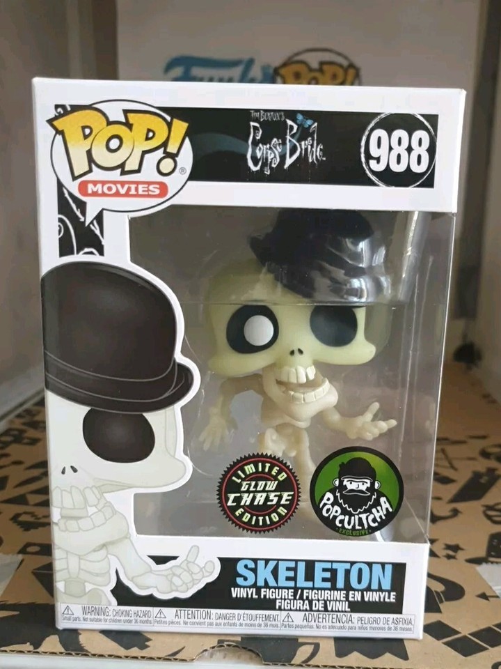 #988 Skeleton Glow Chase ) Funko Pop !Corpse Bride Bonejangles Mint In ...