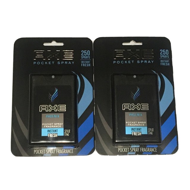 2 PK AXE Pocket Spray Fragrance Phoenix Instant Fresh 17ml 250 Sprays ...