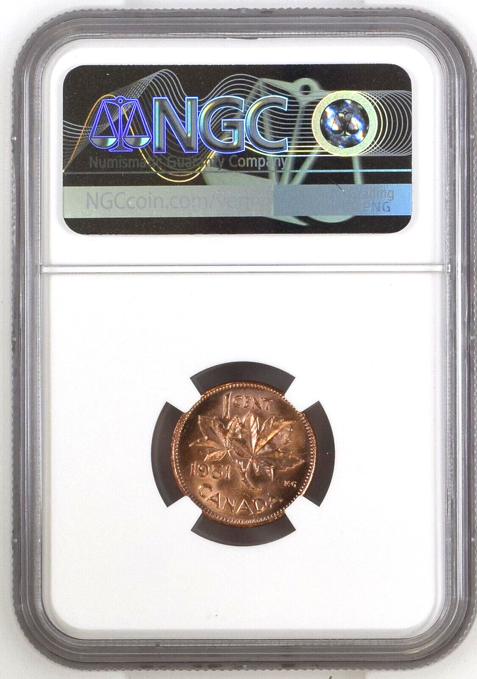1951 NGC Graded Canadian, Small One Cent, MS64 Red | eBay