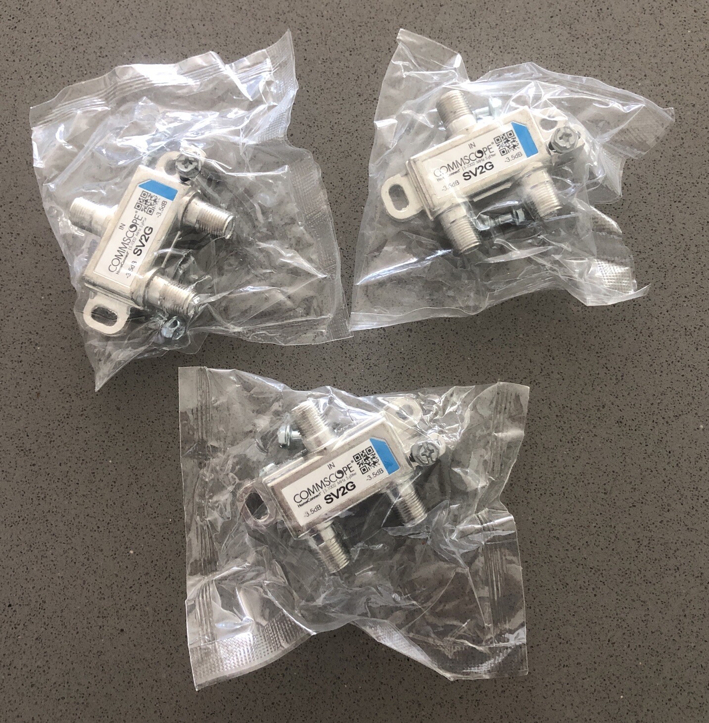 Lot Of 3 CommScope SV-2G SV2G 2-way Digital Cable Coaxial Splitter 5 ...