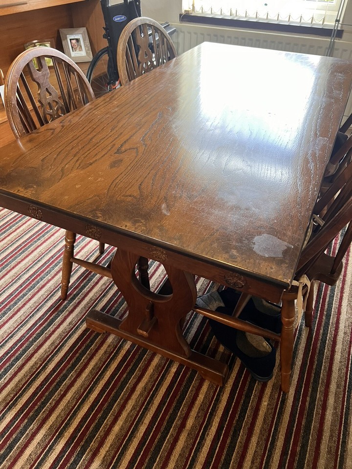 Old Charm Style Table And 4 Wheelback Chairs | eBay UK