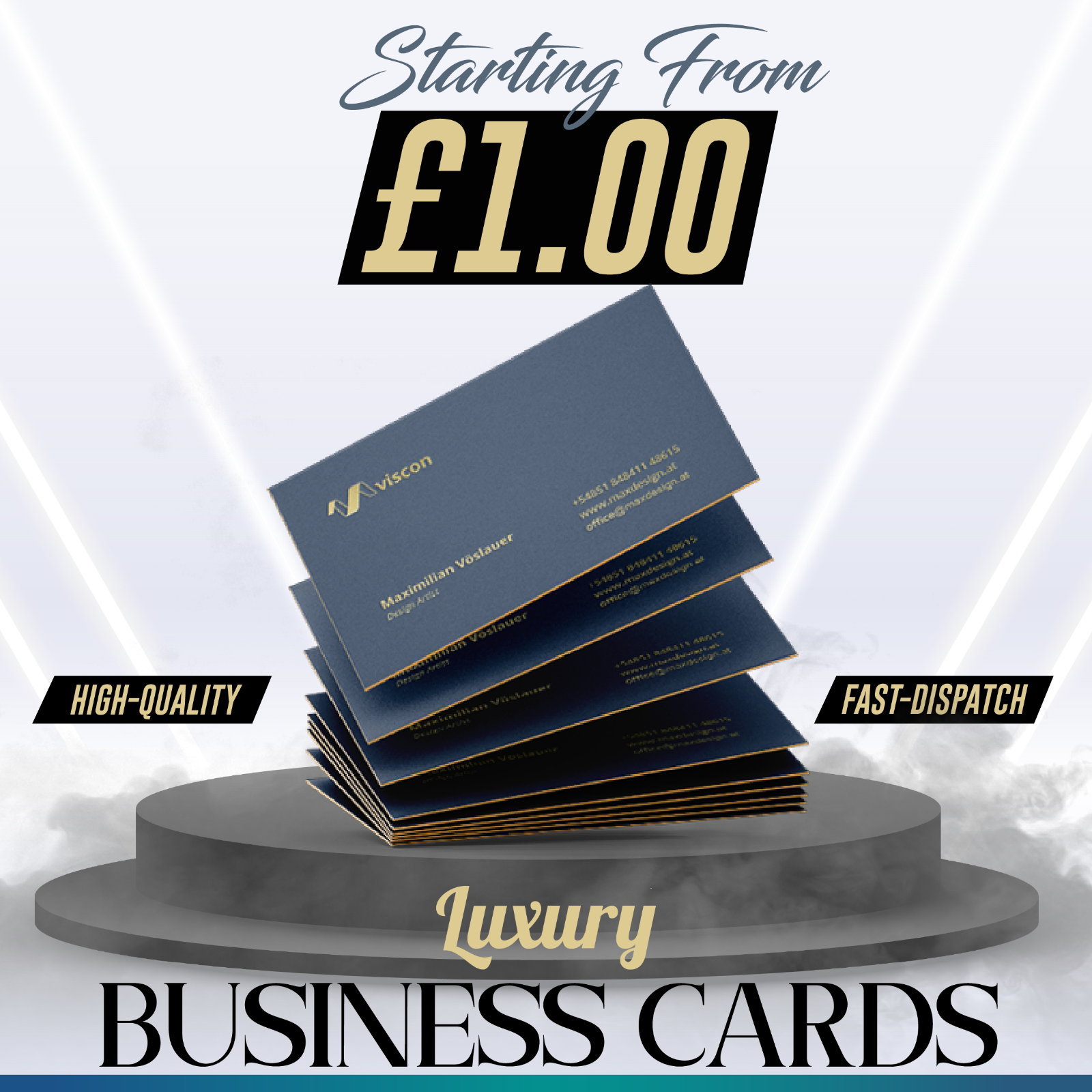 Business Cards Personalised Printed 400gsm Business Cards Single Or ...