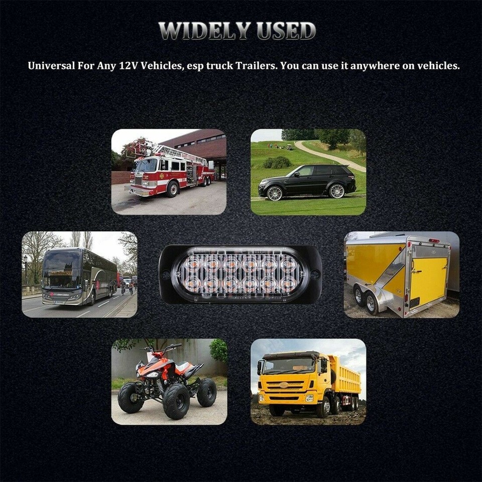 4x Red LED Car Truck Emergency Warning Hazard Strobe Flash Light Bar ...