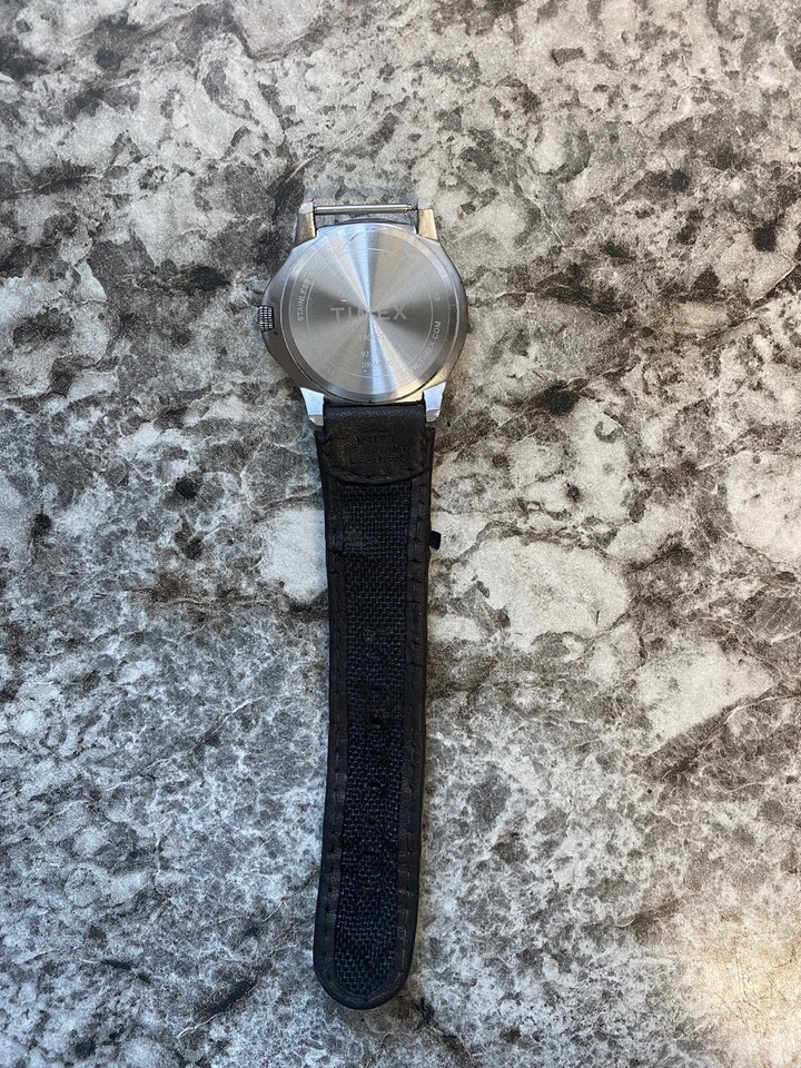 Timex T40091, Men's "Expedition" Leather/Nylon Watch, Indiglo, Date ...