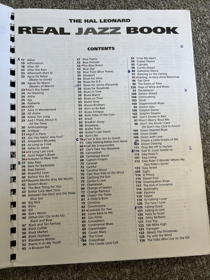 REAL JAZZ Book over 500 songs C Edition Full Size Spiral Bound Hal ...