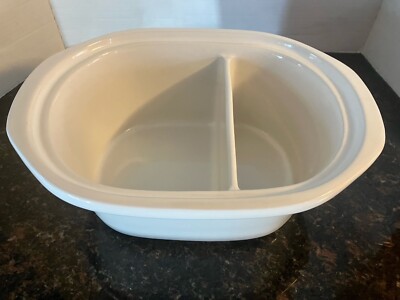 Rival Crock Pot Ceramic Insert 20610 White 2 Divided Sections 5.5 Quart ...