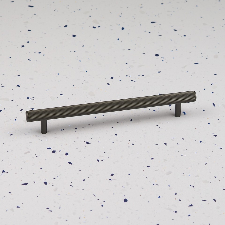 Dark Grey Kitchen Handles Reeded Knurled Grooved Cupboard Drawer Door ...