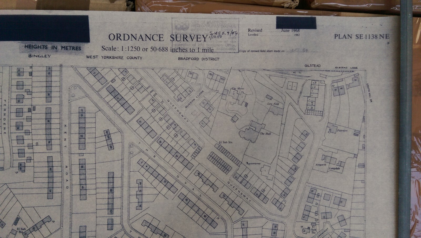 Ordnance Survey Map: Bingley/Gilstead, Plan SE 1138 NE, 1968 | eBay UK