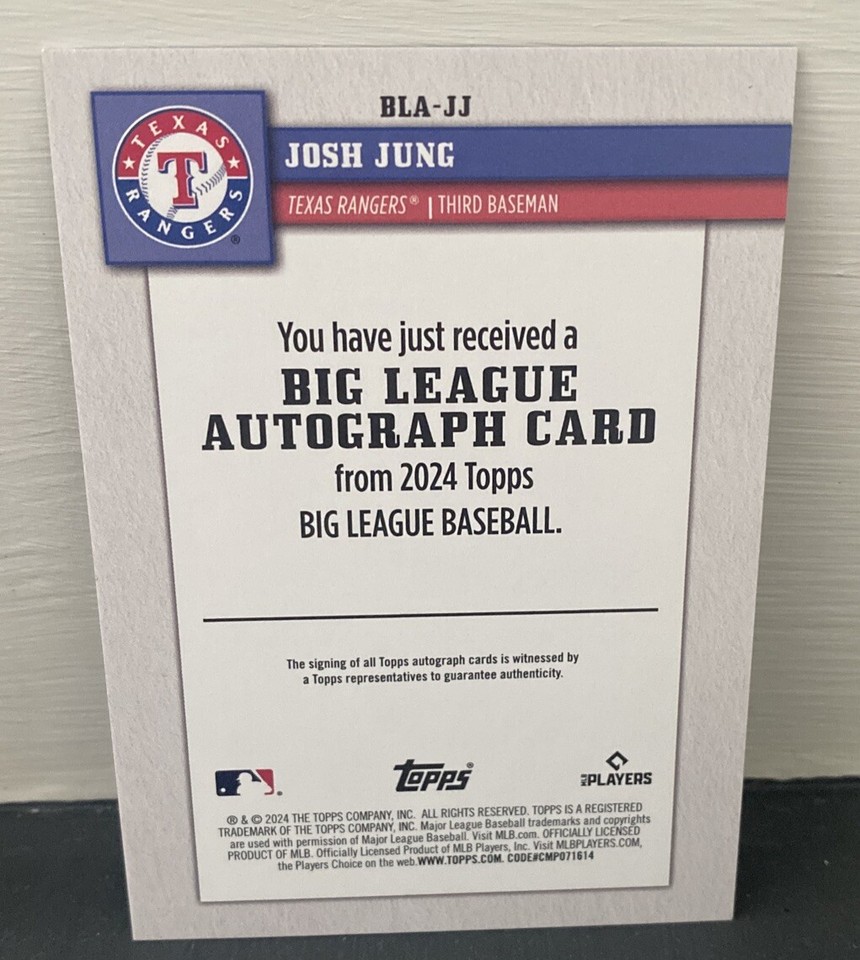 2024 Topps Big League Baseball Josh Jung Autograph | eBay