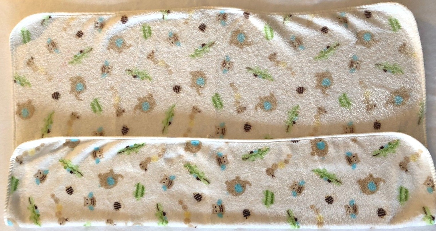 Circo White Baby Blanket Elephant Owl Alligator Caterpillar Green Brown ...