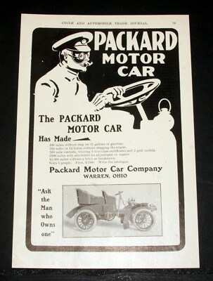 1903 OLD MAGAZINE PRINT AD, THE PACKARD MOTOR CAR, ASK THE MAN WHO OWNS ...