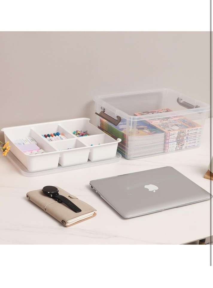 Citylife 17 QT Plastic Storage Box with Removable Tray Craft Organizers and Stor | eBay