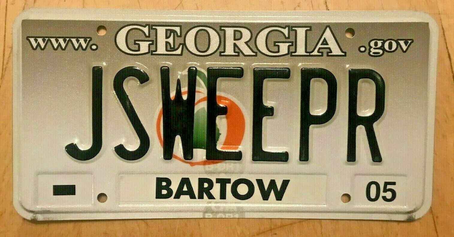 GEORGIA VANITY LICENSE PLATE " J SWEEPR " GA JS WEEPER GRIM REAPER JAY ...