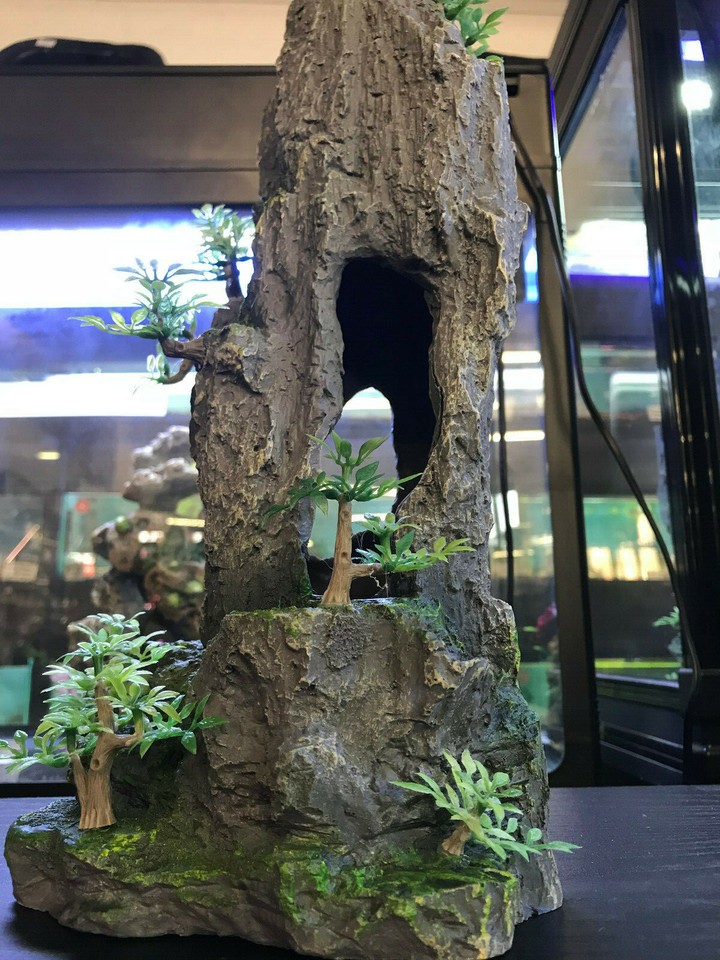 LARGE TALL ROCK MOUNTAIN FISH TANK AQUARIUM ORNAMENT DECORATION (36cm ...