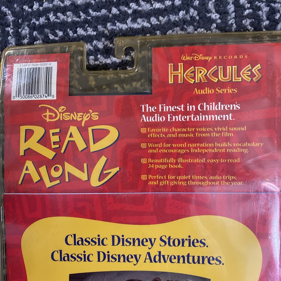 Vtg Disney Hercules Read Along Book & Cassette Tape Narrated by Danny ...
