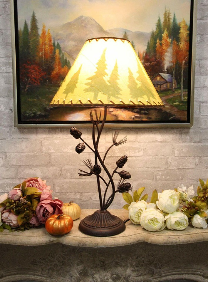 Large 27"H Vintage Rustic Mountain Pinecone Pine Tree Needles Metal ...