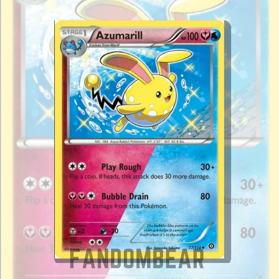 SHINY Azumarill - 77/114 XY Steam Siege Non-Holo card 2016 Pokemon TCG ...