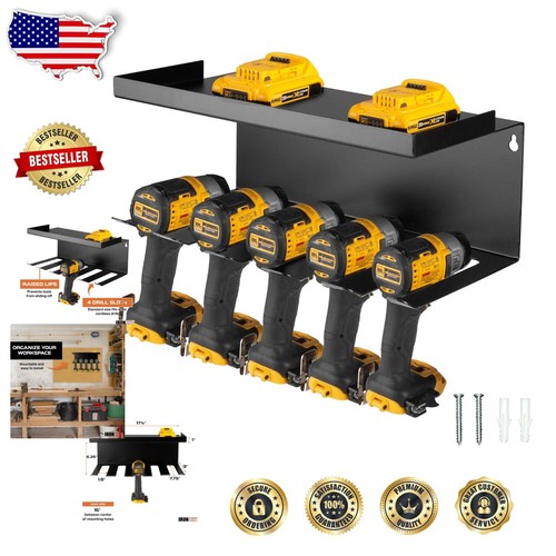 Powder Coated Tool Organizer Rack with 5 Drill Hangers - Pre-Assembled ...