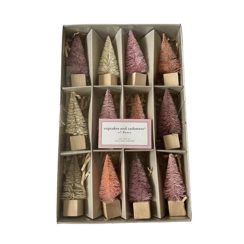 Cupcakes & Cashmere Mini Pink Bottle Brush Christmas Trees New NIB | eBay