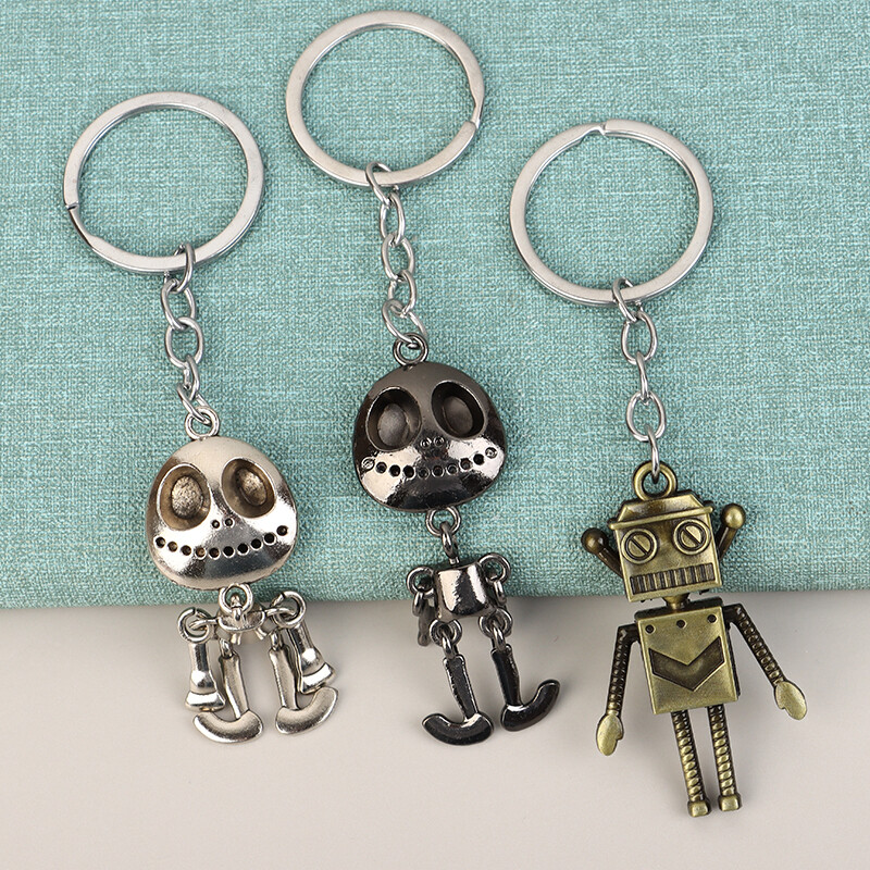 Movable Skeleton Key Chain Metal Robots Car Key Ring Pendant Charms Bag ...