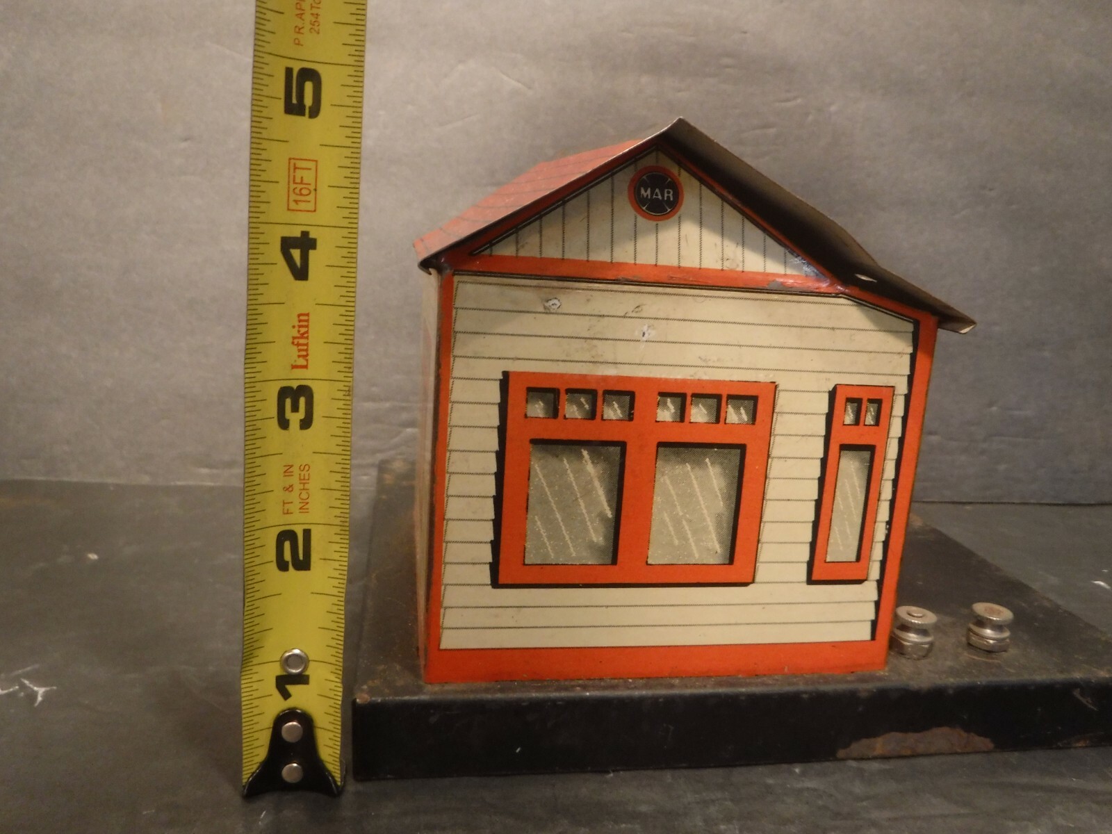 Vintage 50's Marx Railroad Crossing Building & Gate Watchman On Duty RR ...