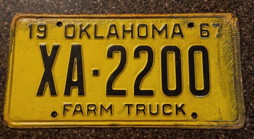 1967 Oklahoma Farm Truck License Plate XA-2200 | eBay