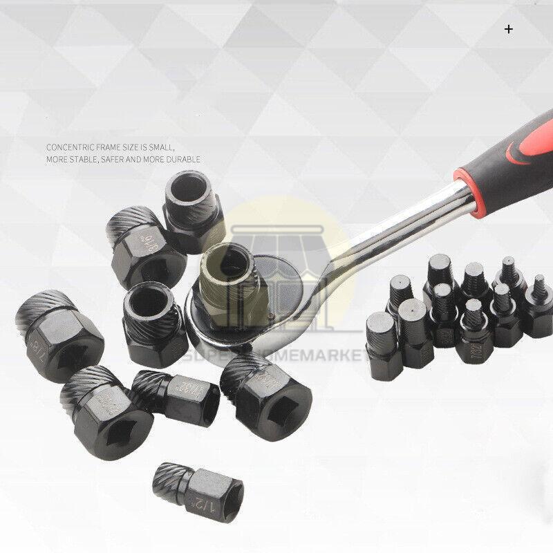 25PCS Multi-Spline Screw Extractor Set Hex Head Bit Socket Wrench Bolt ...