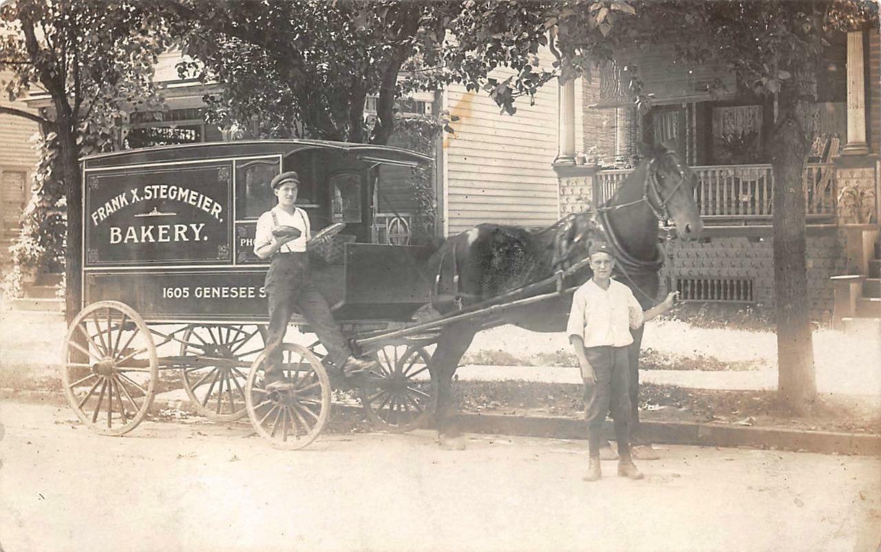RPPC FRANK X. STEGMEIER BAKERY WAGON BUFFALO NEW YORK REAL PHOTO ...