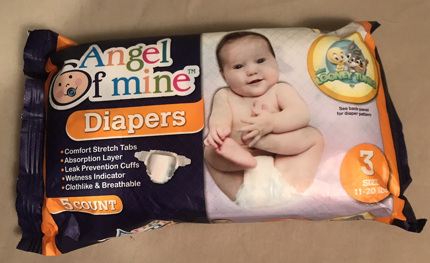 Angel Of Mine - Baby Diapers - 5 Count Pack - Size 3 11-20 Lbs - Looney ...