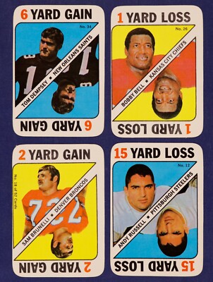1971 Topps Game Inserts Lot of 4 #12 Russell 18 Brunelli 26 Bell 34 ...