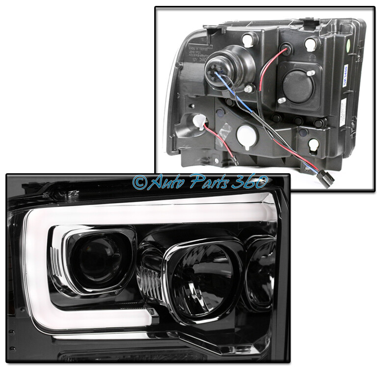 FOR 05-07 FORD F250 F350 SUPER DUTY LED PROJECTOR HEADLIGHTS CHROME W ...