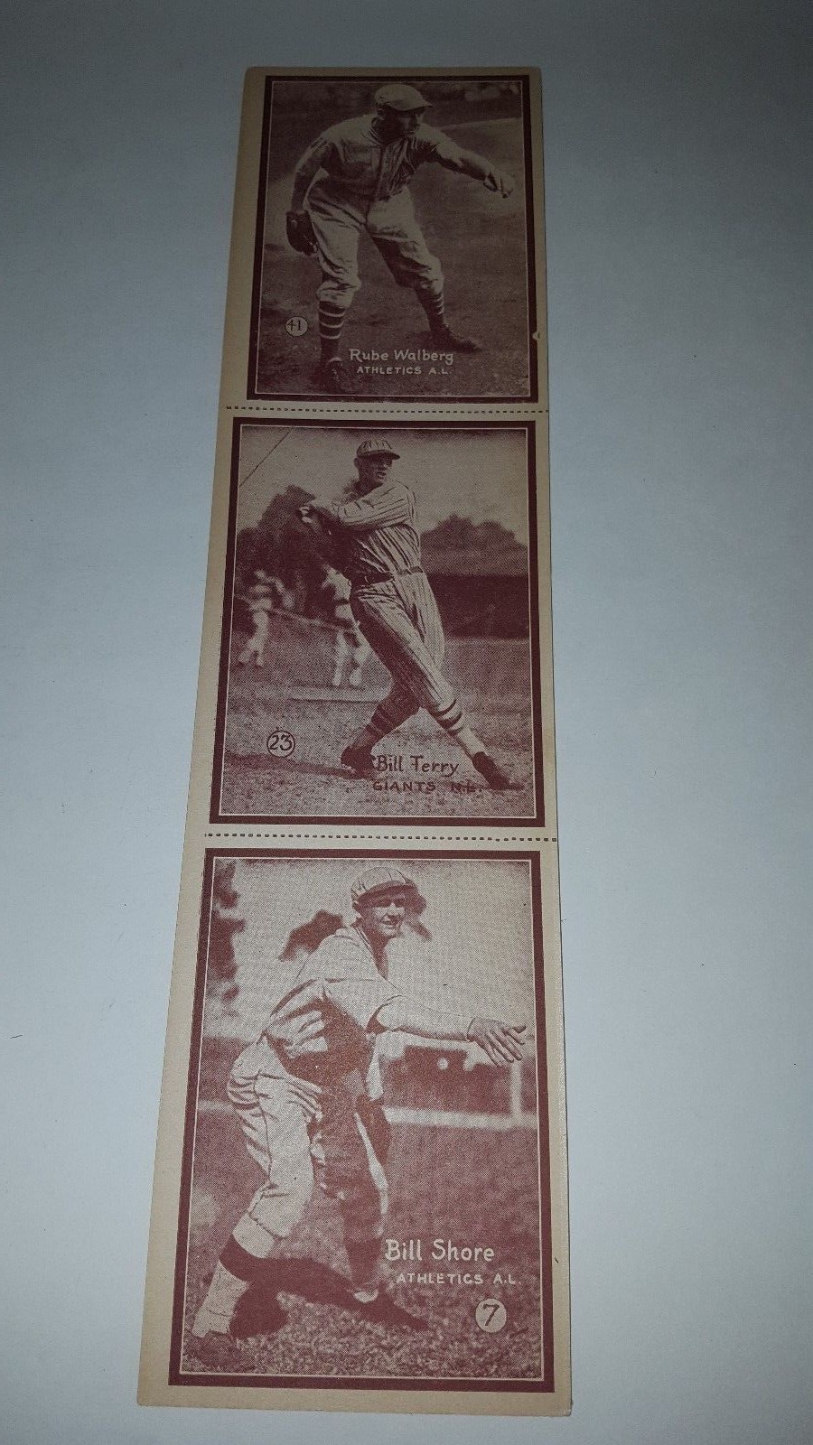 1931 W517 Rube Walberg #41 Bill Terry #23 Bill Shore #7 baseball card ...