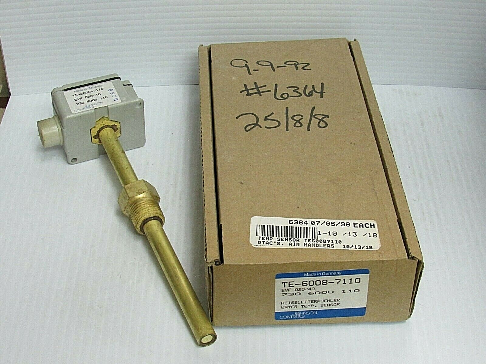 NEW JOHNSON CONTROLS WATER TEMP TEMPERATURE SENSOR TE-6008-7110 EVF 020 ...