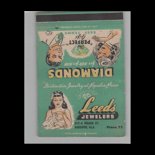 Matchbook Cover Diamonds Leeds Jewelers Gadsen AL | eBay