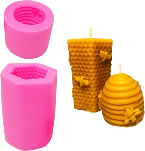 Honbay 2PCS 3D Silicone Bee Honeycomb Candle Molds Beehive Mold Pink | eBay