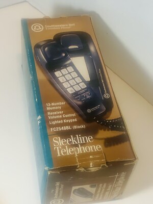 Vintage Phone Southwestern Bell Freedom FC2548BL Sleekline BLACK In Box ...