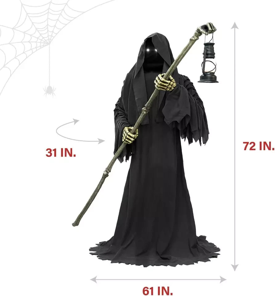 6FT Ghostly Guide Halloween Animatronic w/ Lights & Sounds Motion ...