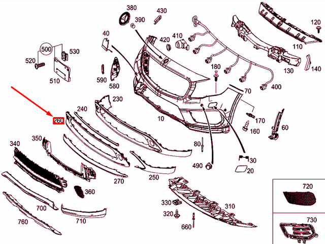 Mercedes-Benz GLA X156 Front Bumper Grille Frame Trim A1568853622 ...