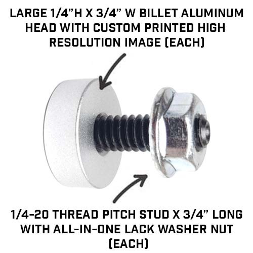 4 Silver Billet USA Flag License Frame Bolts Motorcycle Custom Tag ...