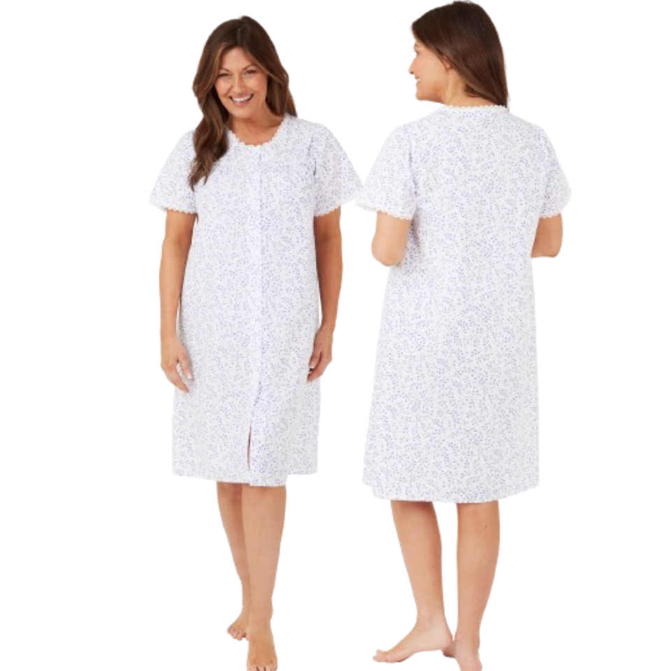 UK Womens Ladies Short Sleeve Poly/Cotton Nightdress MN12 Button ...