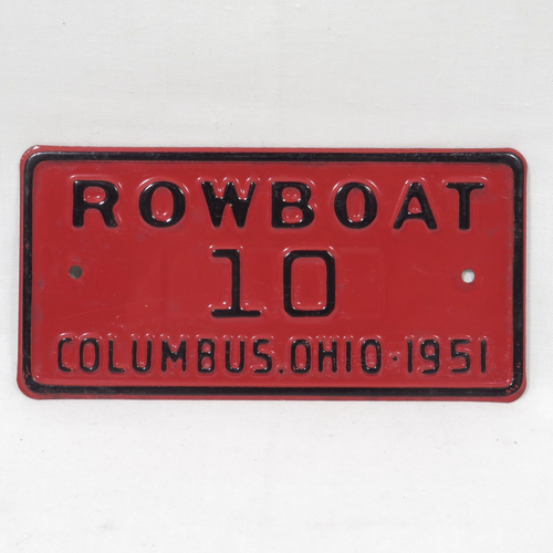 Vintage Row Boat License Plate 1951 Columbus Ohio #10 | eBay