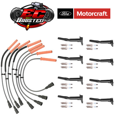 Ignition Coil + Wireset + Motorcraft Spark Plug For 2010-2017 Ford F ...