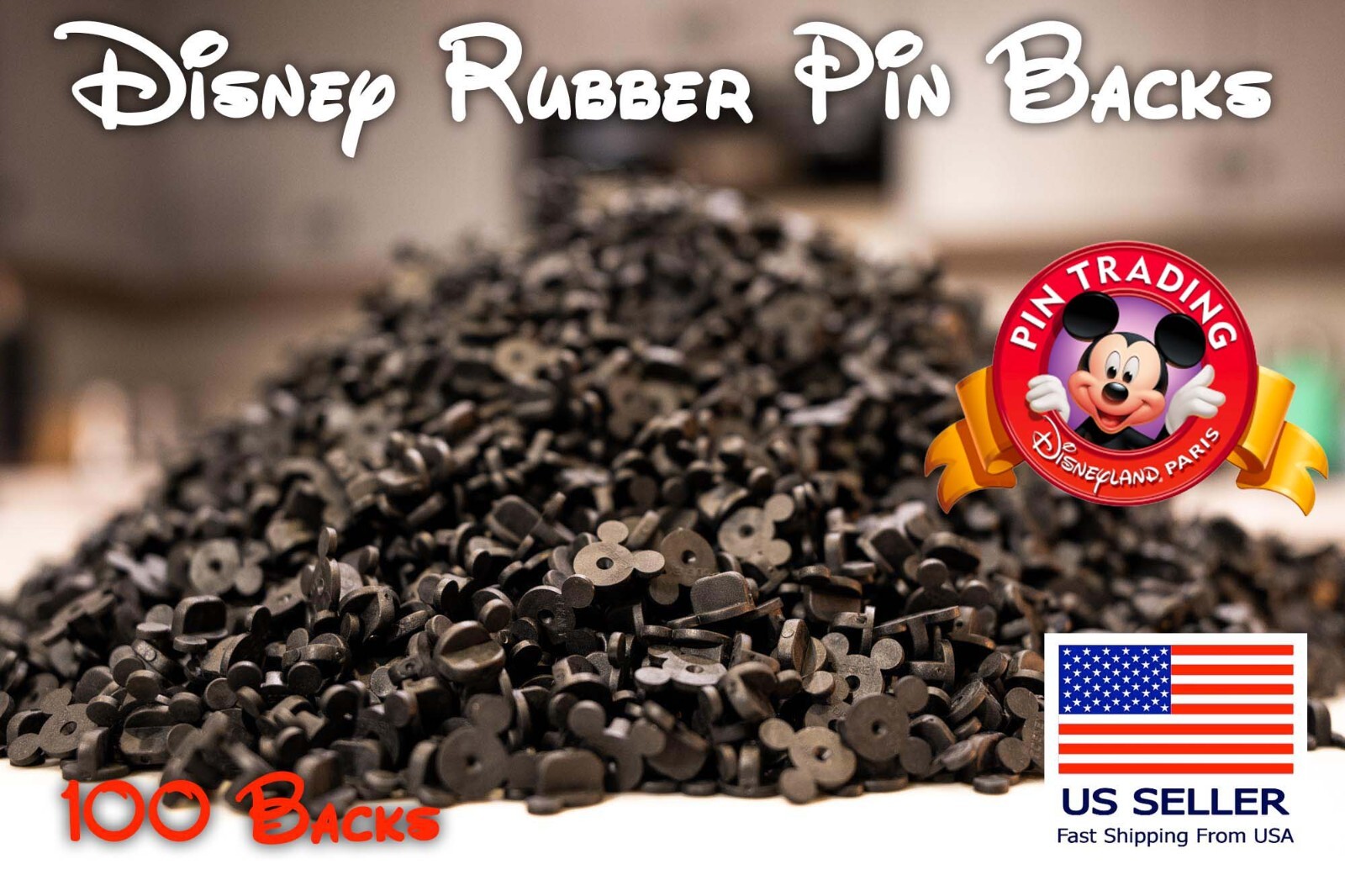 DISNEY'S RUBBER PIN BACKS PACK OF 100 MICKEY MOUSE BACKS PIN BACKS ...