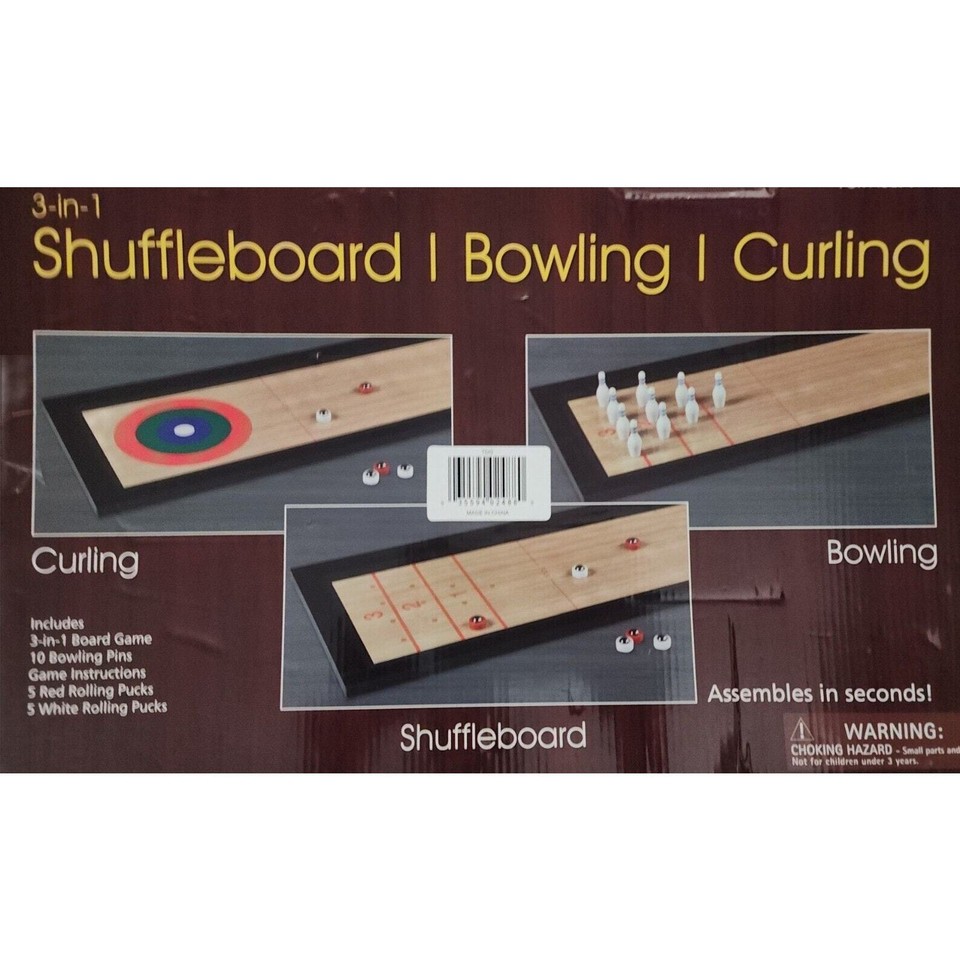 3 In 1 Tabletop Shuffleboard Bowling Curling Game Set Family Fun NEW | eBay
