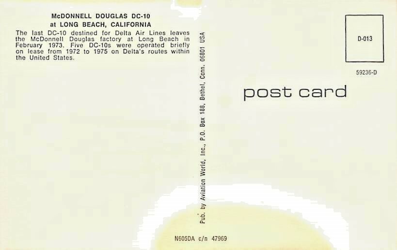 Airline DELTA McDonnell Douglas DC-10 N605DA c/n 47969 | eBay