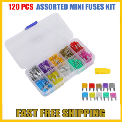 120PCS MINI Blade Fuse Assortment Auto Car Motorcycle SUV FUSES Kit APM ...