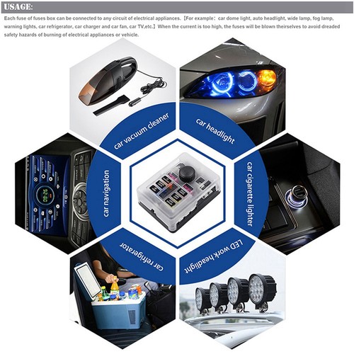 12Ways Blade Fuse Holder & Warning Indicator Distribution Panel Board ...