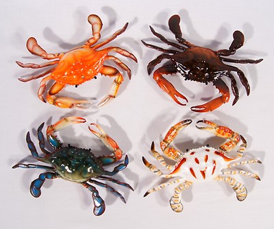 Hand Painted 6" Assorted Crab Beach Tiki Bar Wall Mount Decor 90A (Set ...
